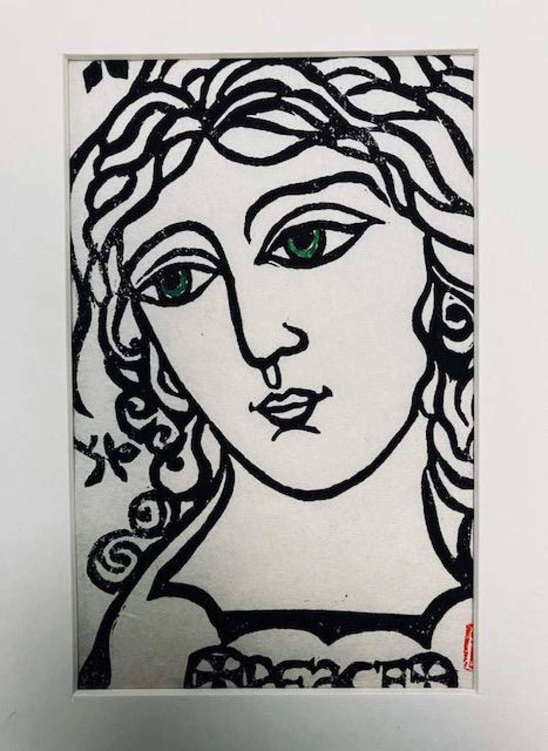 Archangel Gabriel, Original Gabriel Art, Angel Linocut, Peace, Divine ...