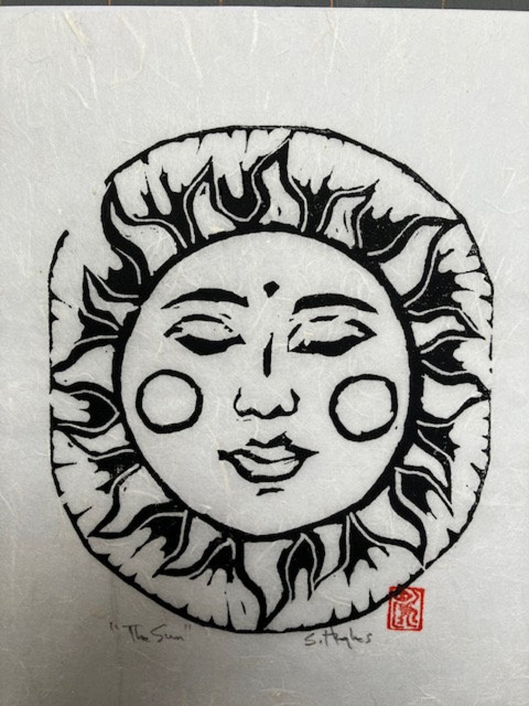 Sun, Original Linocut, Serene Sun Art, Sun Print - Etsy
