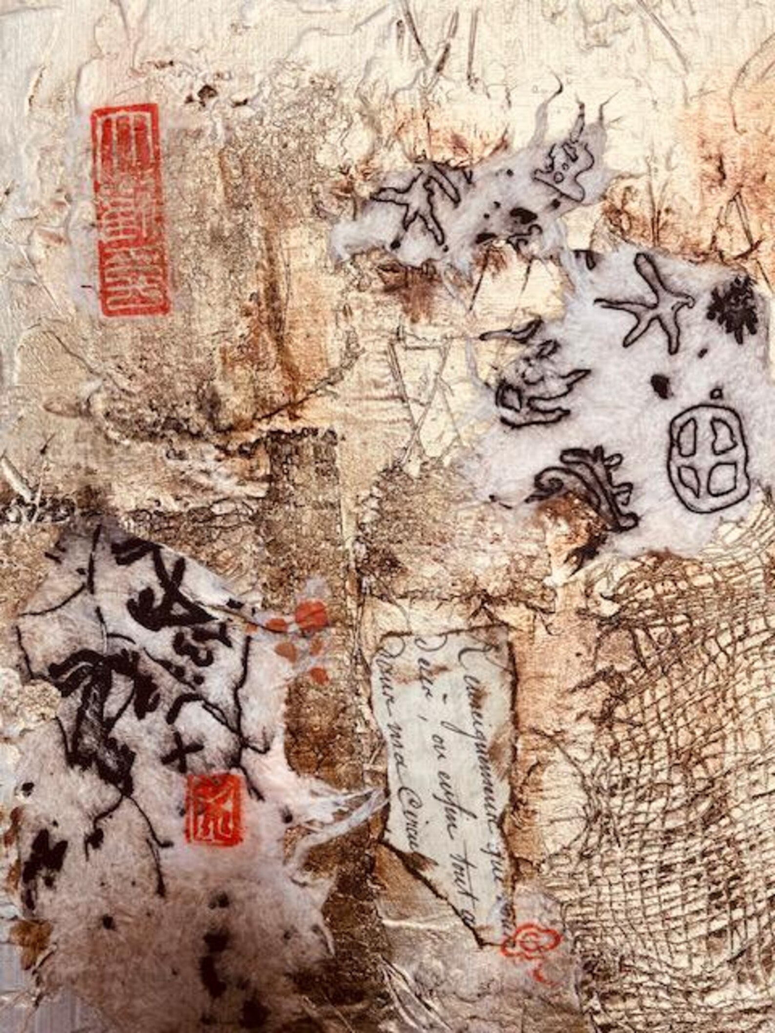 Mixed Media Collage Painting, "gold Amalgam", New Artifact, OOAK Art ...