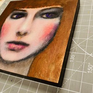 Big-eyed Beauty, Divine Feminine, Oil Pastel Painting, OOAK Art, Small ...