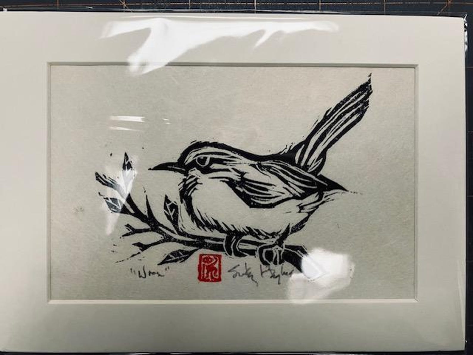 Wren, Original Linocut, Hand-pulled Print, Jenny Wren, Bird Linocut ...