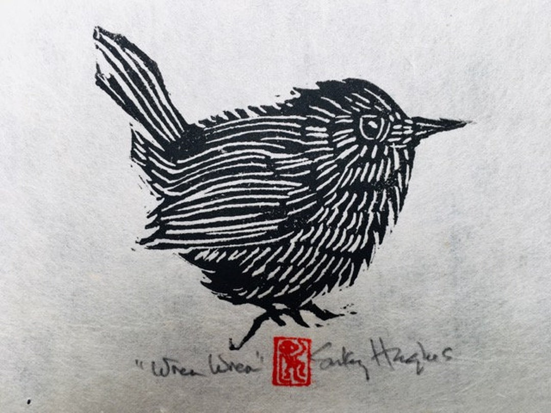 Wren Wren, Original Linocut, Hand-pulled Print, Jenny Wren, Bird ...