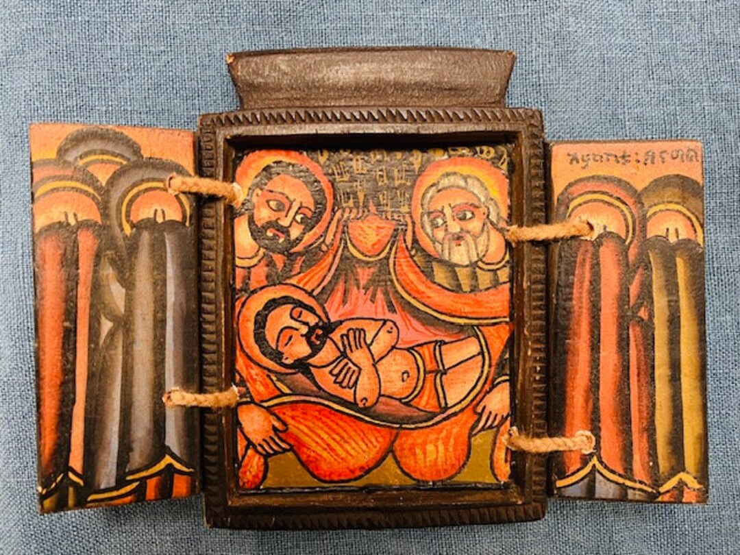 Antique Ethiopian Hand-painted Wooden Coptic Icon, African Christian ...