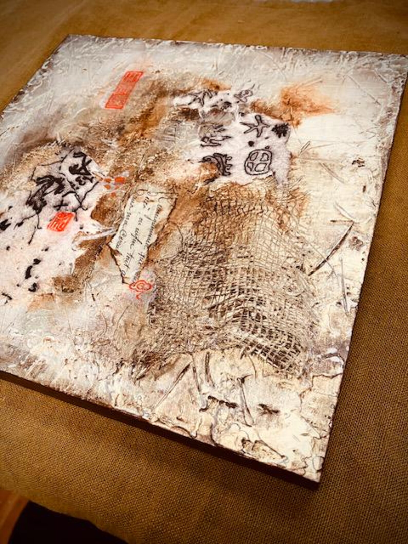 Mixed Media Collage Painting, "gold Amalgam", New Artifact, OOAK Art ...