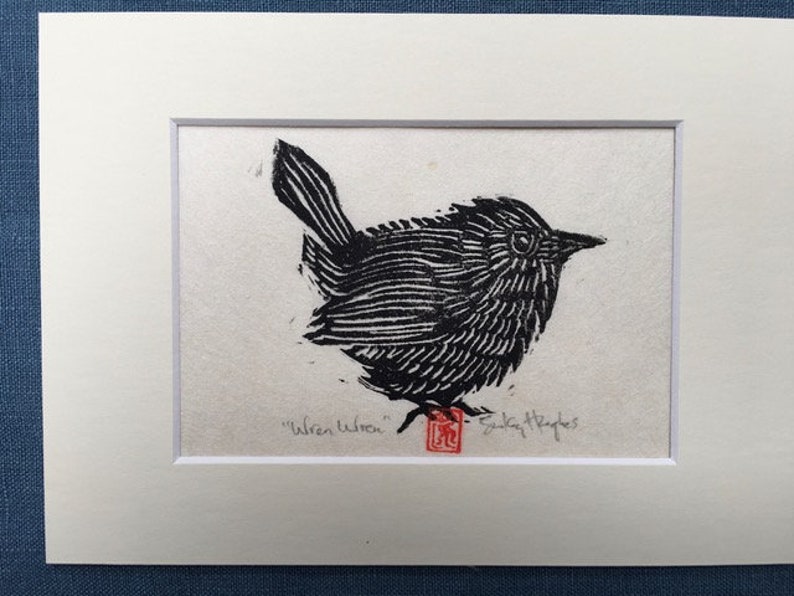 Wren Wren, Original Linocut, Hand-pulled Print, Jenny Wren, Bird ...
