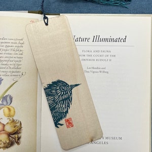 Wren Linocut Bookmark, Handprinted Bookmarks, Chinese Tassel, Book ...