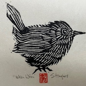 Wren Wren, Original Linocut, Hand-pulled Print, Jenny Wren, Bird ...