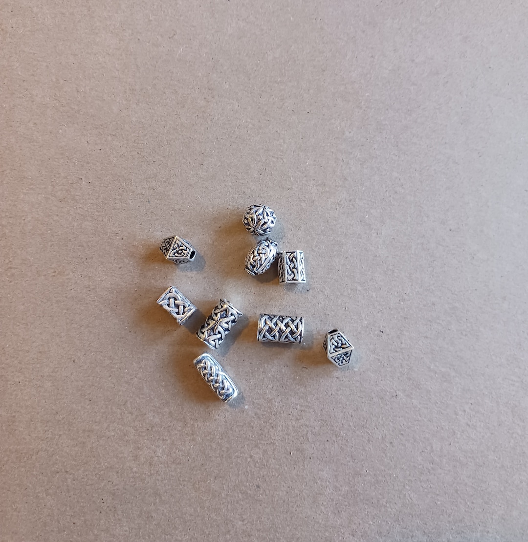 Celtic Beads 9 Assorted Sizes and Shapes Celtic Pewter Beads Hand Made ...
