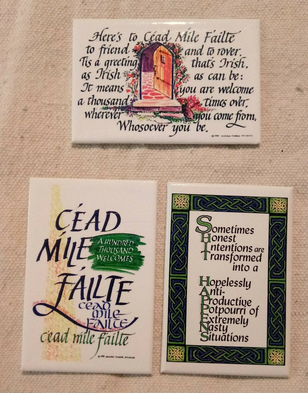 Celtic magnets set of three rectangle magnets Here's To Cead Mile ...