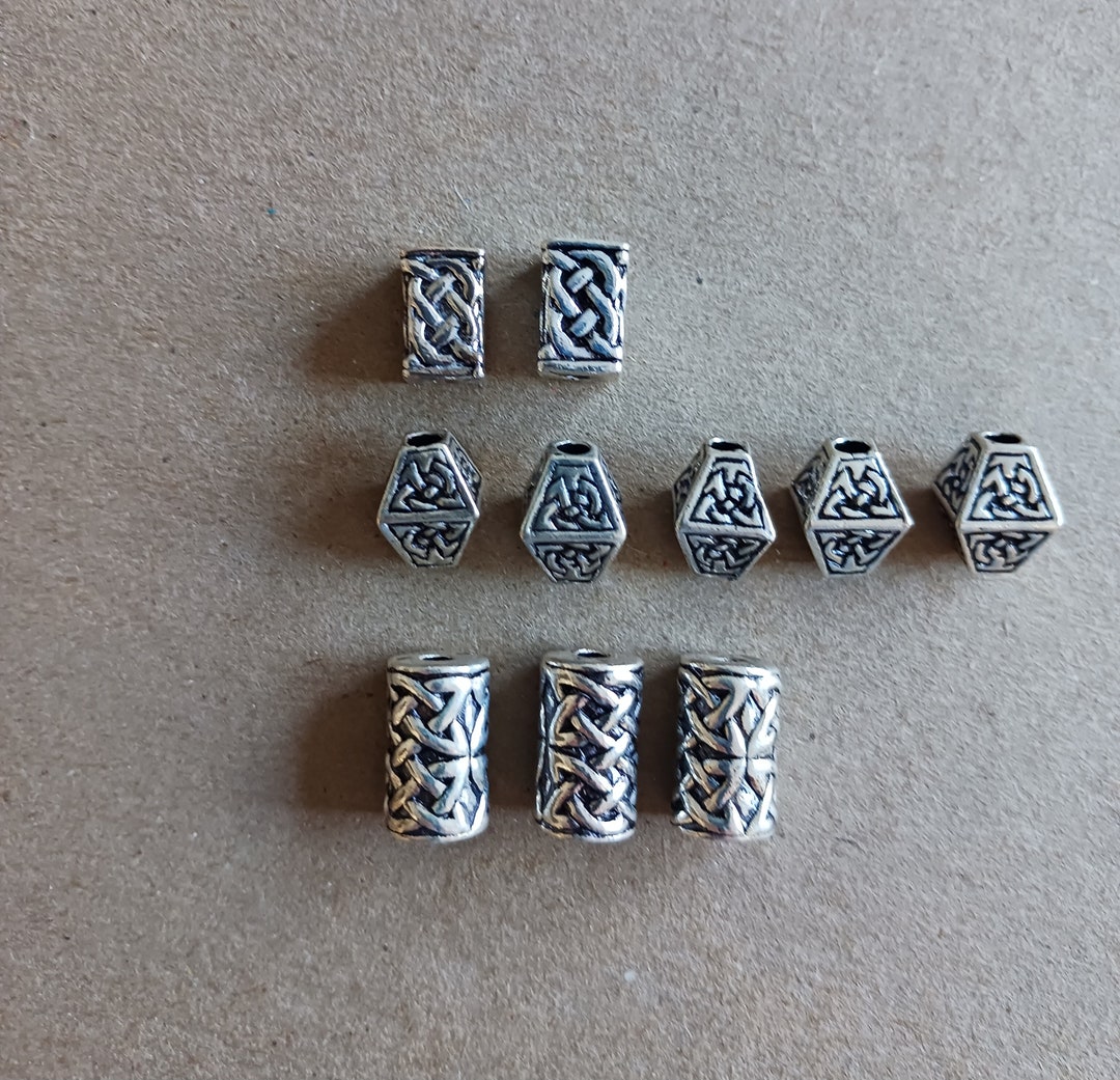 Celtic Beads 10 in 3 Different Shapes Celtic Pewter Beads Hand Made in ...
