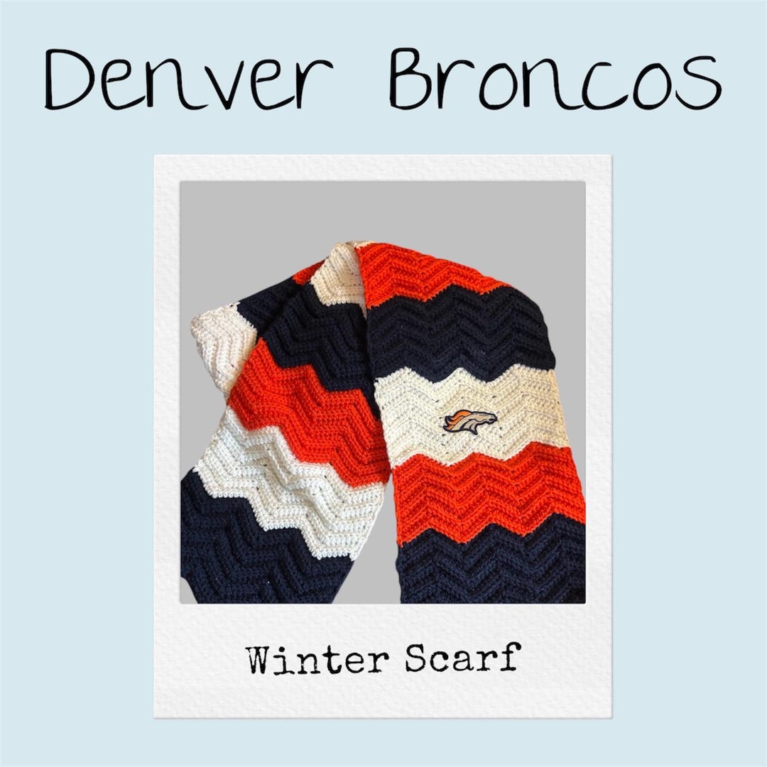 Denver Broncos Crochet Winter Scarf, Two Styles: Pom Poms or Fringe ...