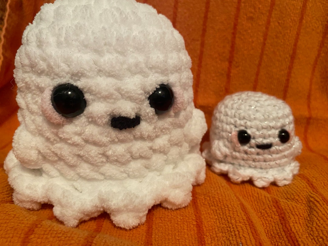 Mini Sparkle Ghost & Jumbo Squishy Ghost, Handmade, Crochet, Amigurumi ...