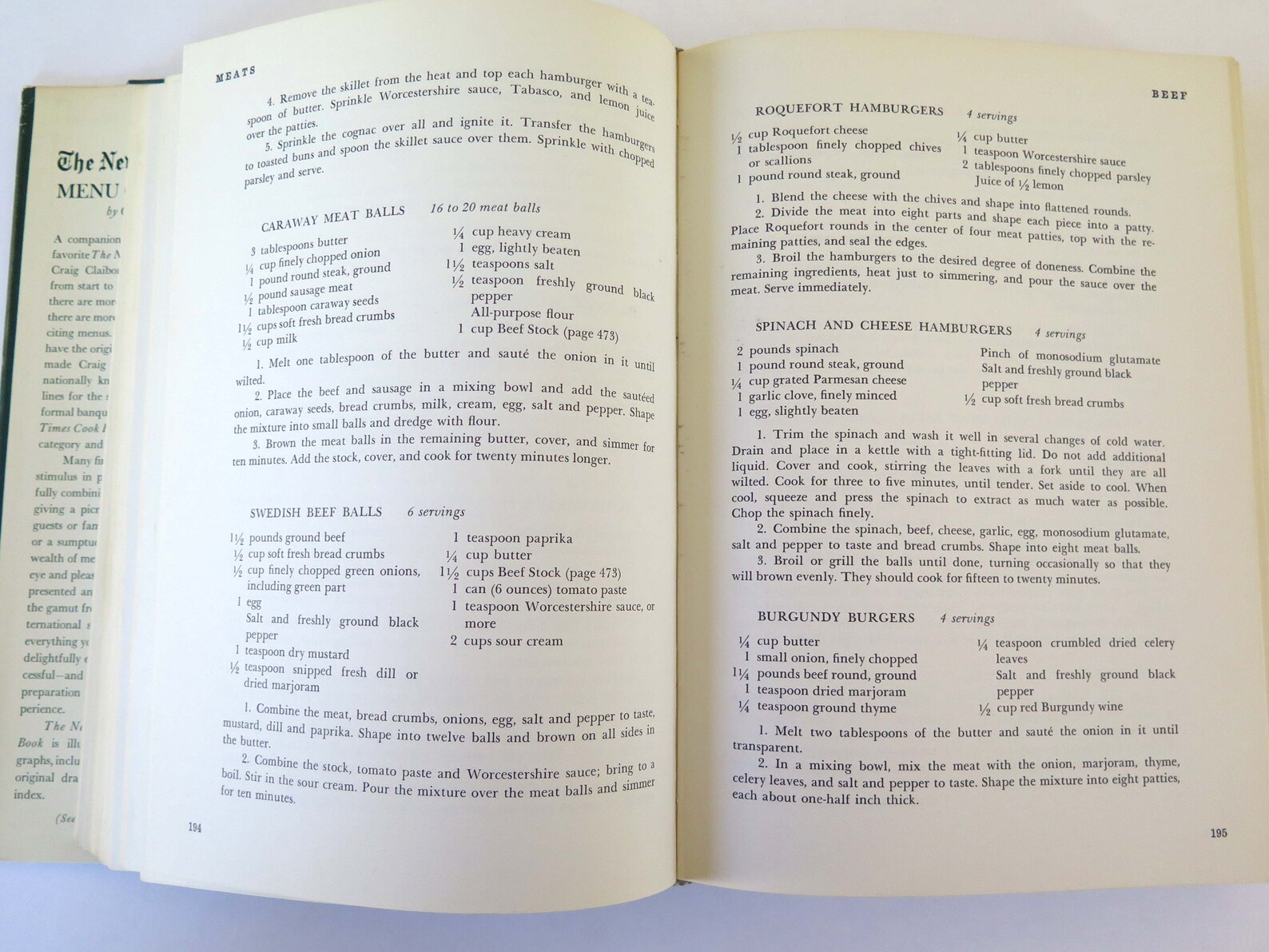 The New York Times Menu Cook Book 1966 First Edition Craig | Etsy