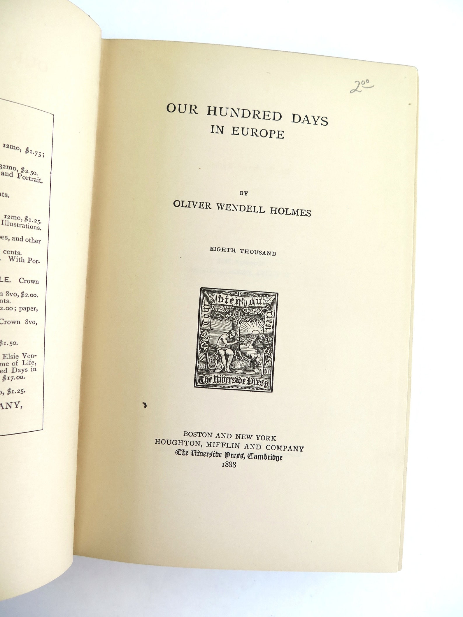 Our Hundred Days in Europe 1888 Oliver Wendell Holmes - Etsy