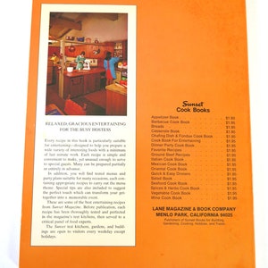 Sunset Cook Book for Entertaining, 1974, Abridged Edition, Softcover ...