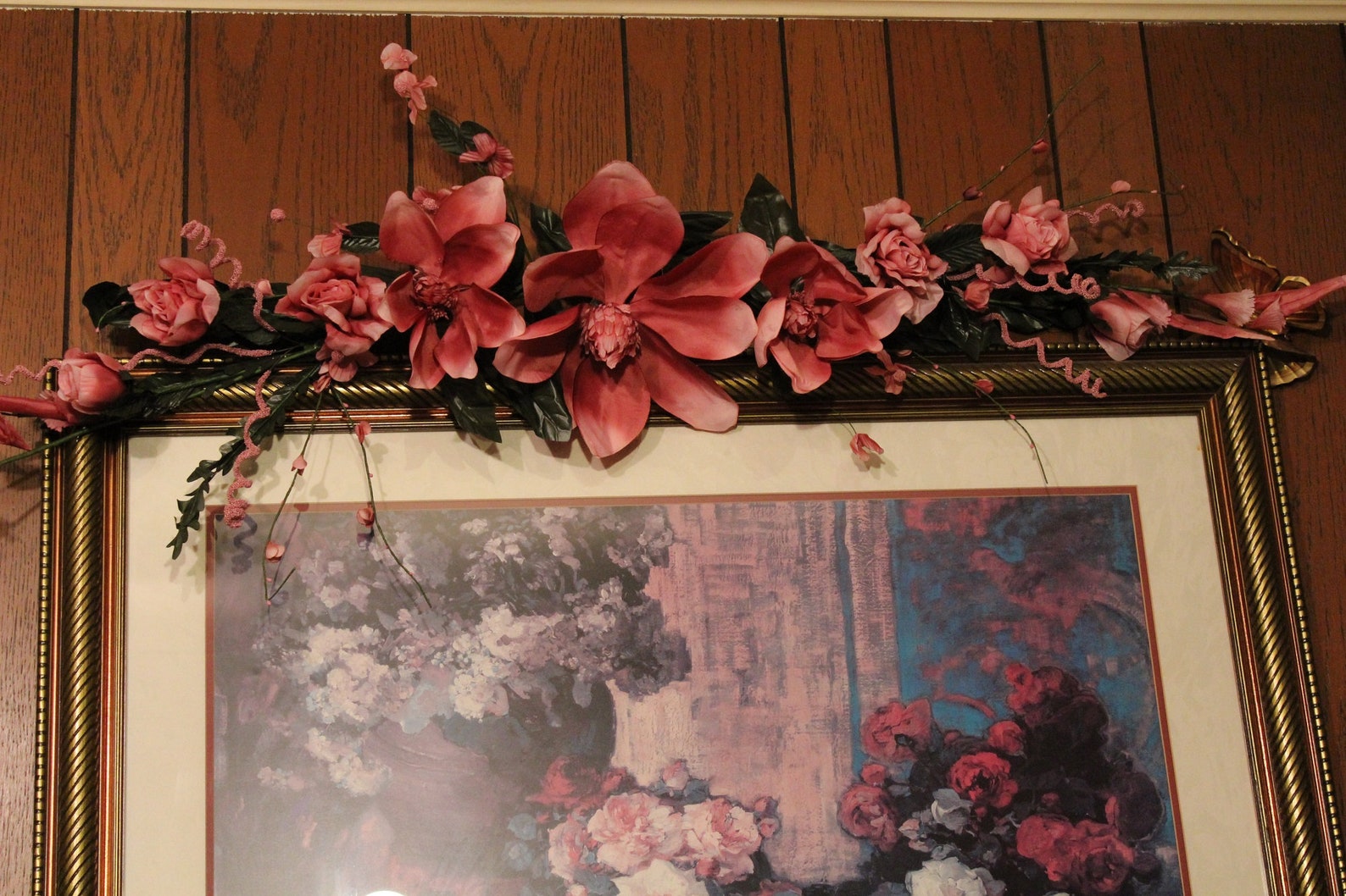 Silk Floral Hanging Swags ~ Large Blossom Magnolias & Roses~ Hanging ...