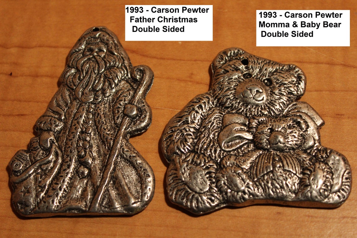 Pewter Christmas Ornaments Carson Pewter Dated & - Etsy