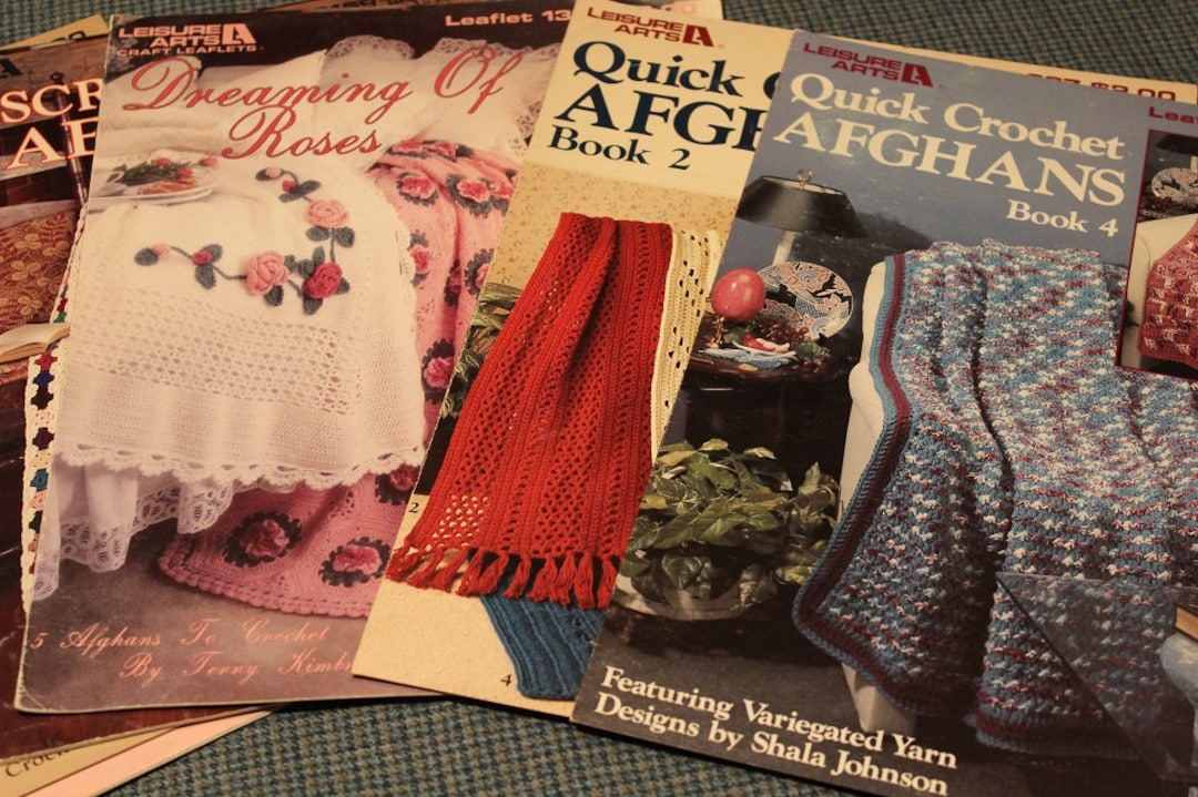 Crochet Afghans Pattern Books ~ Leisure Arts Leaflets ~ Quick ~ Easy ...