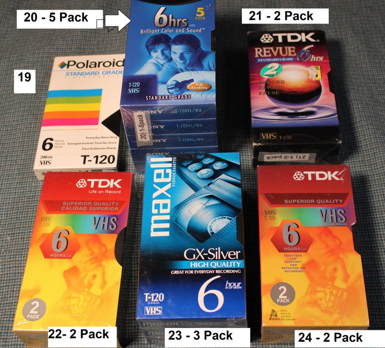 Sealed Blank VHS Tapes ~ Singles & Packs ~ 120 160 ~ Polaroid ~ Sony ...