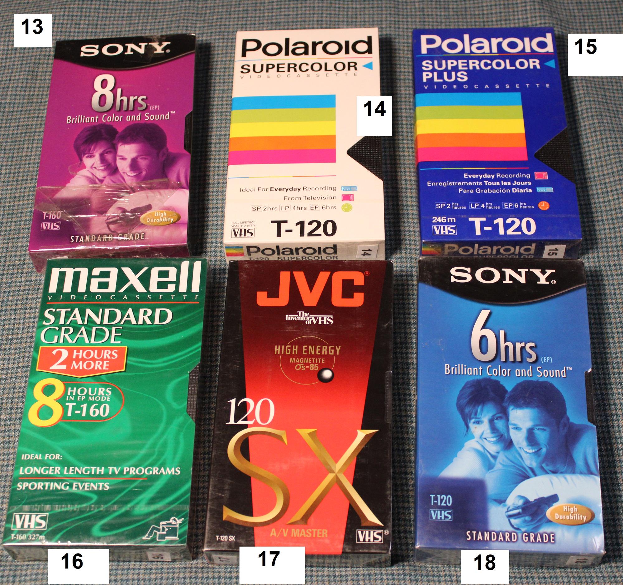 Sealed Blank VHS Tapes ~ Singles & Packs ~ 120 160 ~ Polaroid ~ Sony ...
