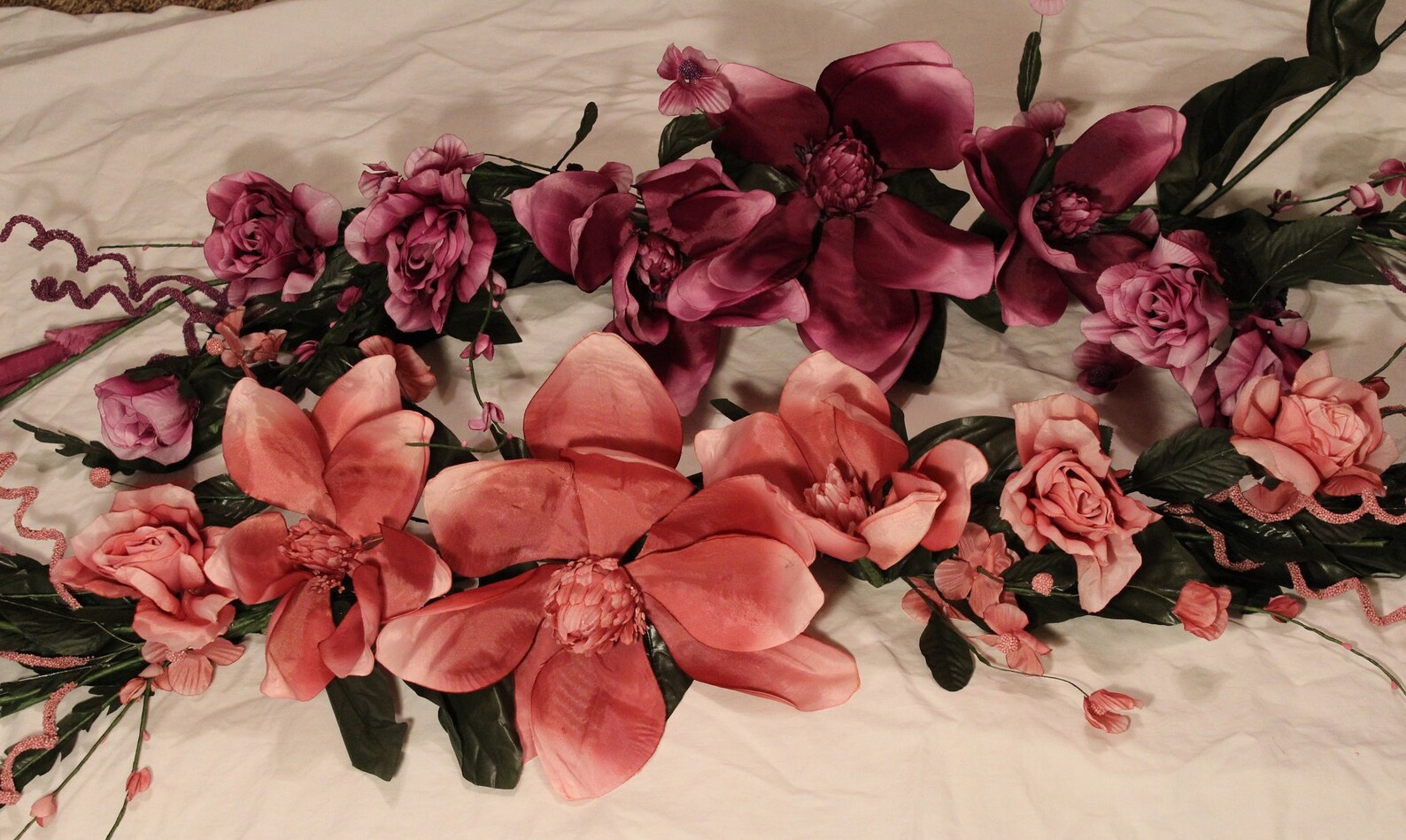 Silk Floral Hanging Swags Large Blossom Magnolias & Roses - Etsy