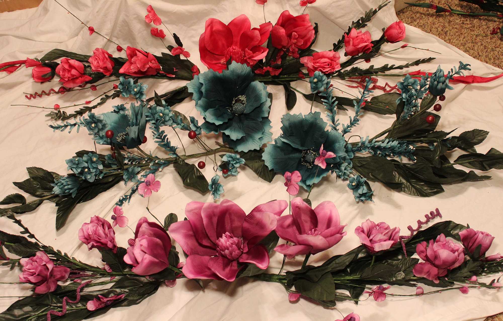 Silk Floral Hanging Swags ~ Large Blossom Magnolias & Roses~ Hanging ...