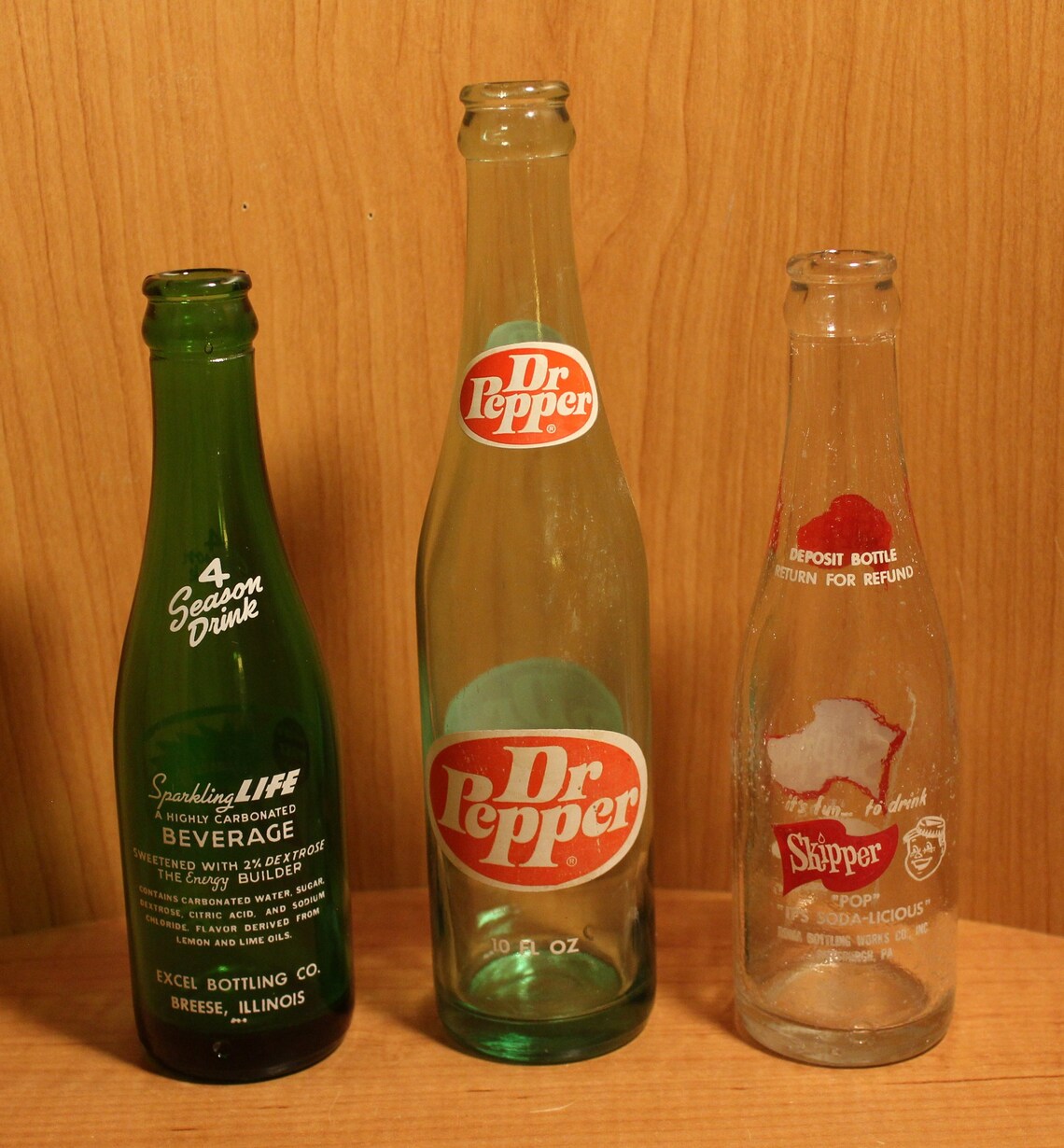 Vintage Soda Bottles ~ Empty ~ Dr Pepper ~ Skipper ~ Sparkling Life ...