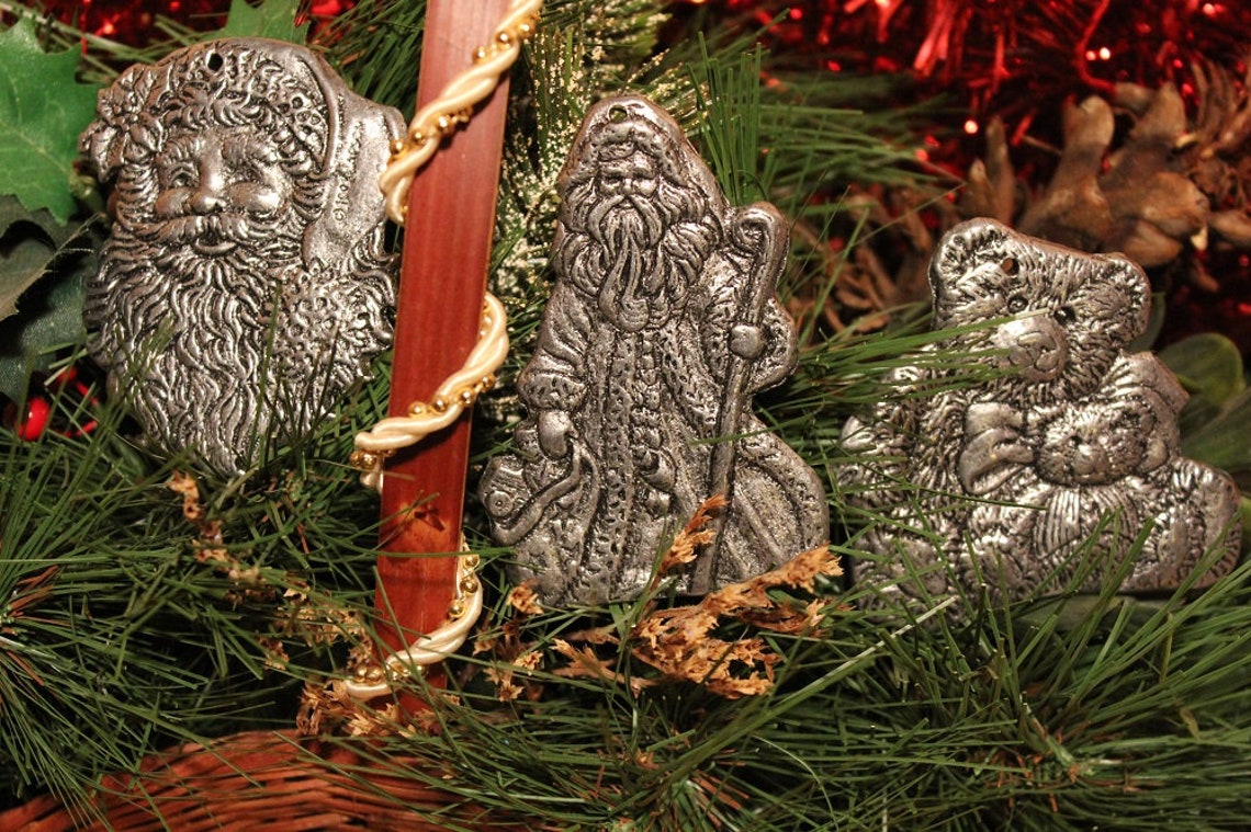 Pewter Christmas Ornaments Carson Pewter Dated & - Etsy