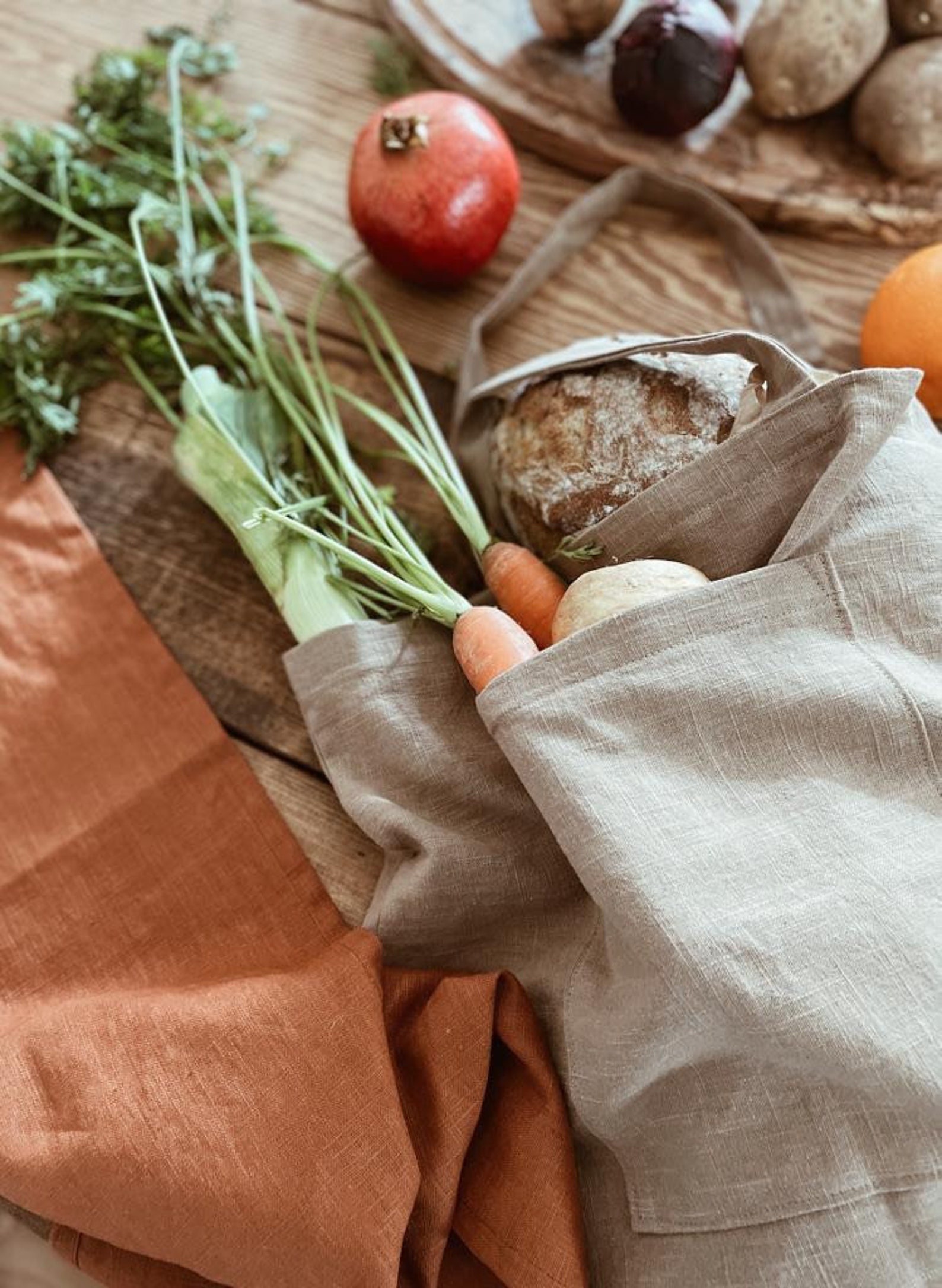Linen Tote Bag Plain Tote Bag Pocket Tote Bag Handmade Tote - Etsy