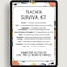 Teacher Survival Kit PDF Digital Download | Editable Printable Teacher ...