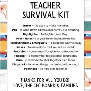 Teacher Survival Kit PDF Digital Download | Editable Printable Teacher ...