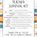 Teacher Survival Kit PDF Digital Download | Editable Printable Teacher ...