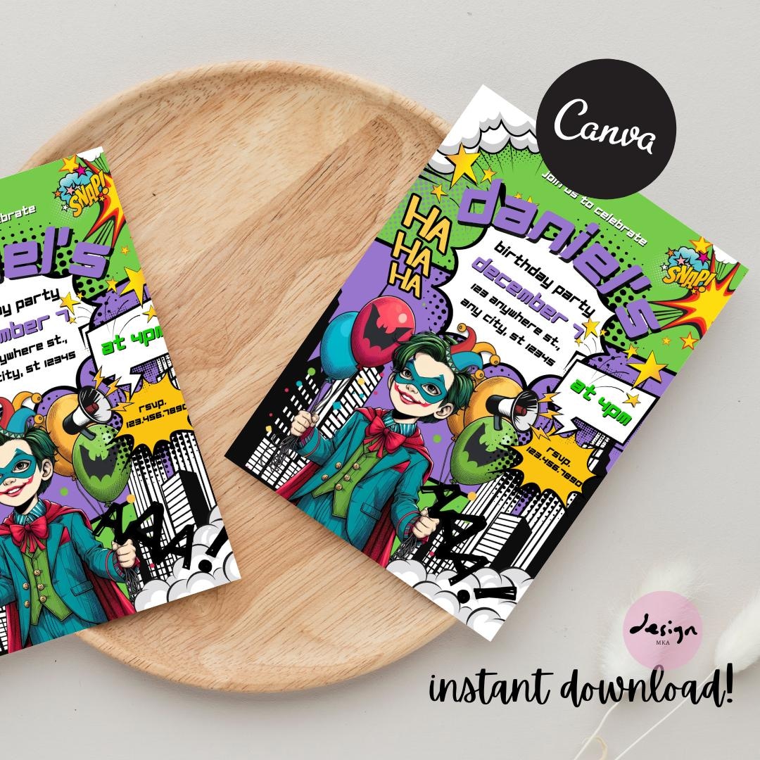 The Joker Editable Birthday Invitation - Etsy