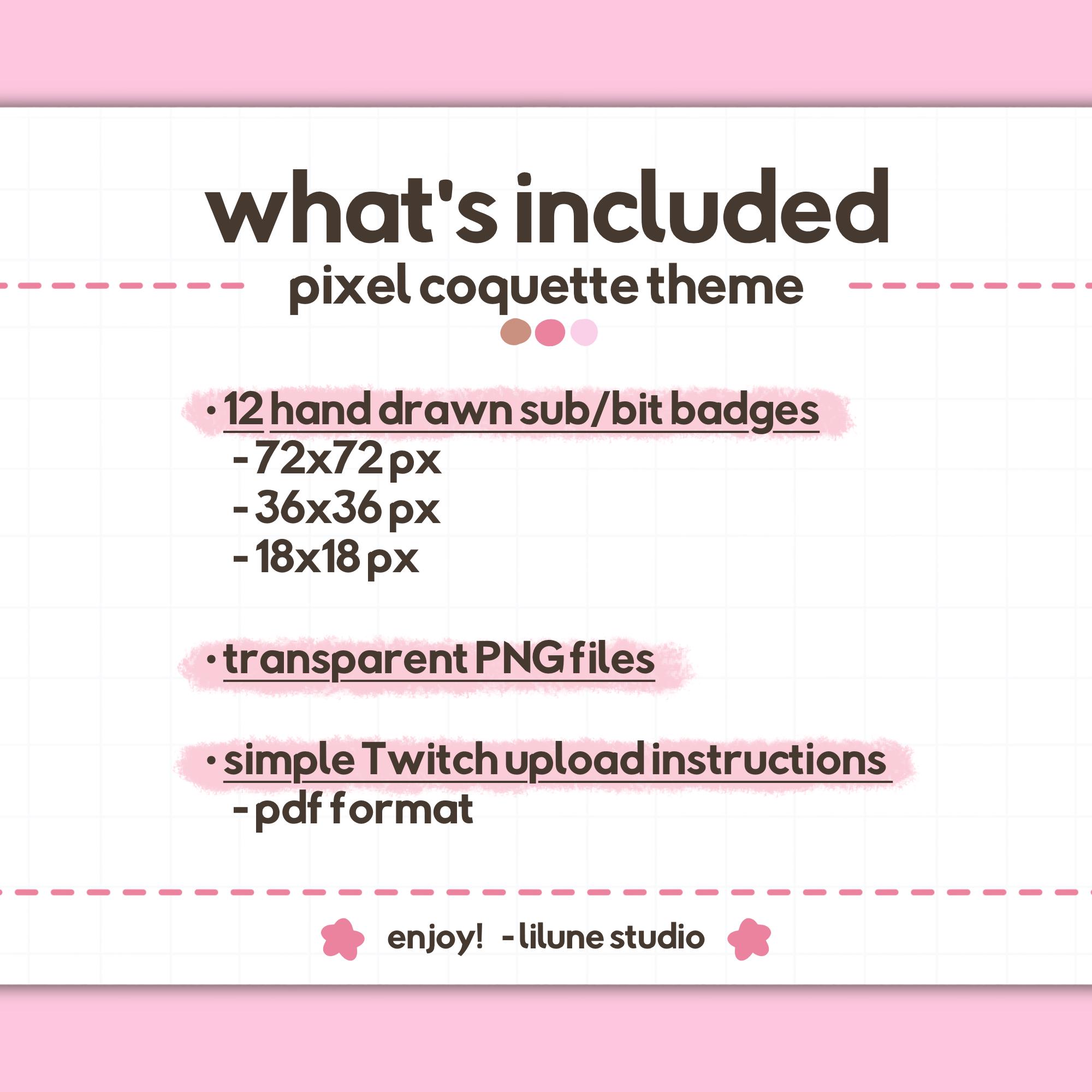 Pixel Coquette Pink Café Library Sub or Bittie Badges / Twitch / 12 ...