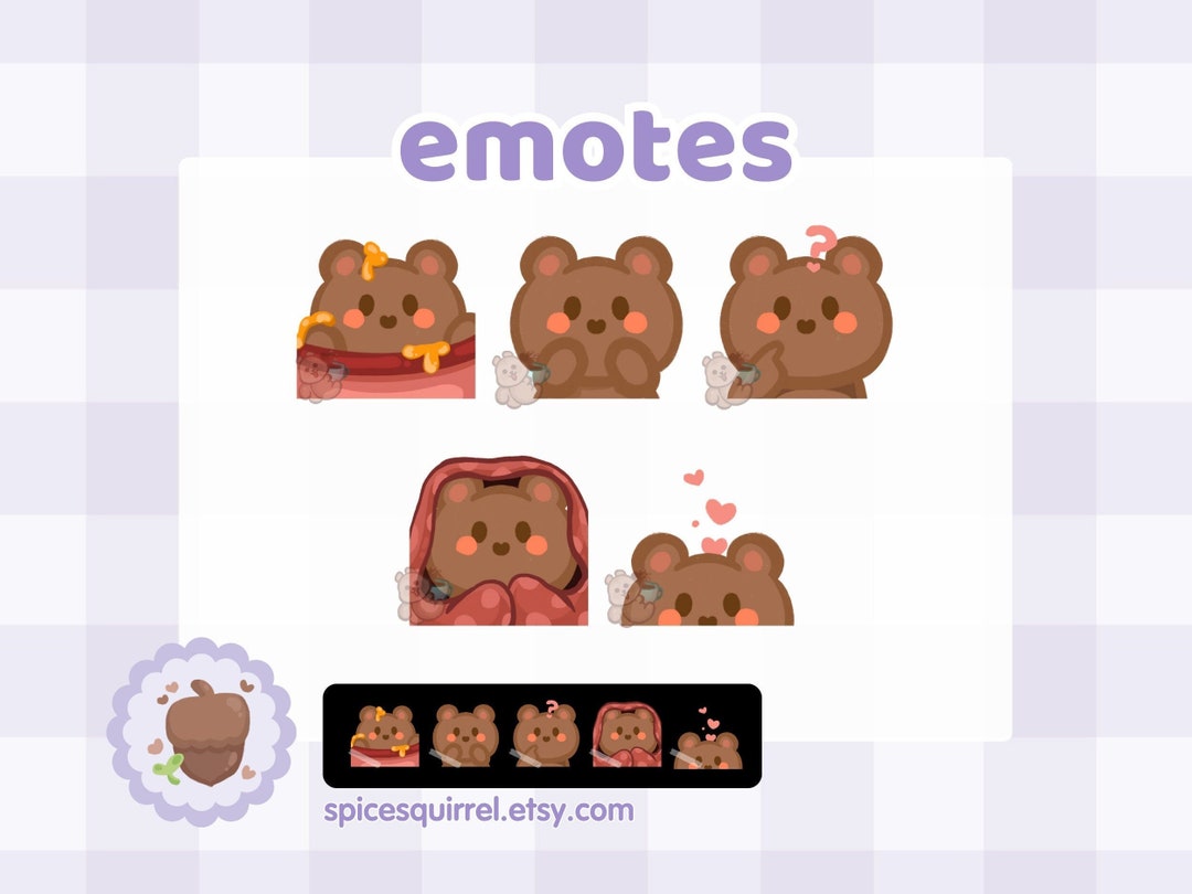 Mini Brown Bear Emote Pack for Twitch Streamers | Kawaii Aesthetic ...