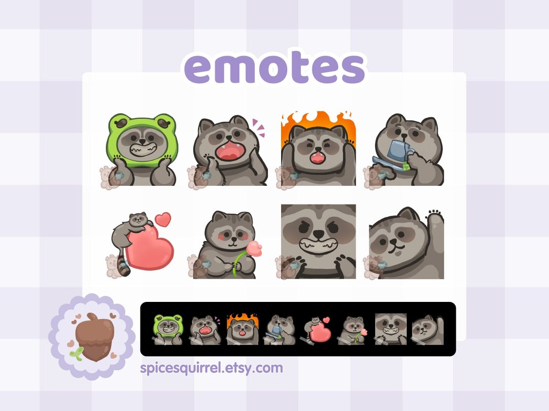 Raccoon Emote Pack for Twitch Streamers | Kawaii Aesthetic / Cute ...
