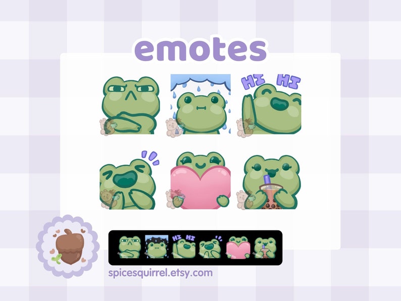 Frog Emote Pack for Twitch Streamers | Kawaii Aesthetic / Cute / Boba ...