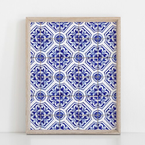 Portuguese Tile Print Blue Tiles Print Indigo Blue Decor - Etsy