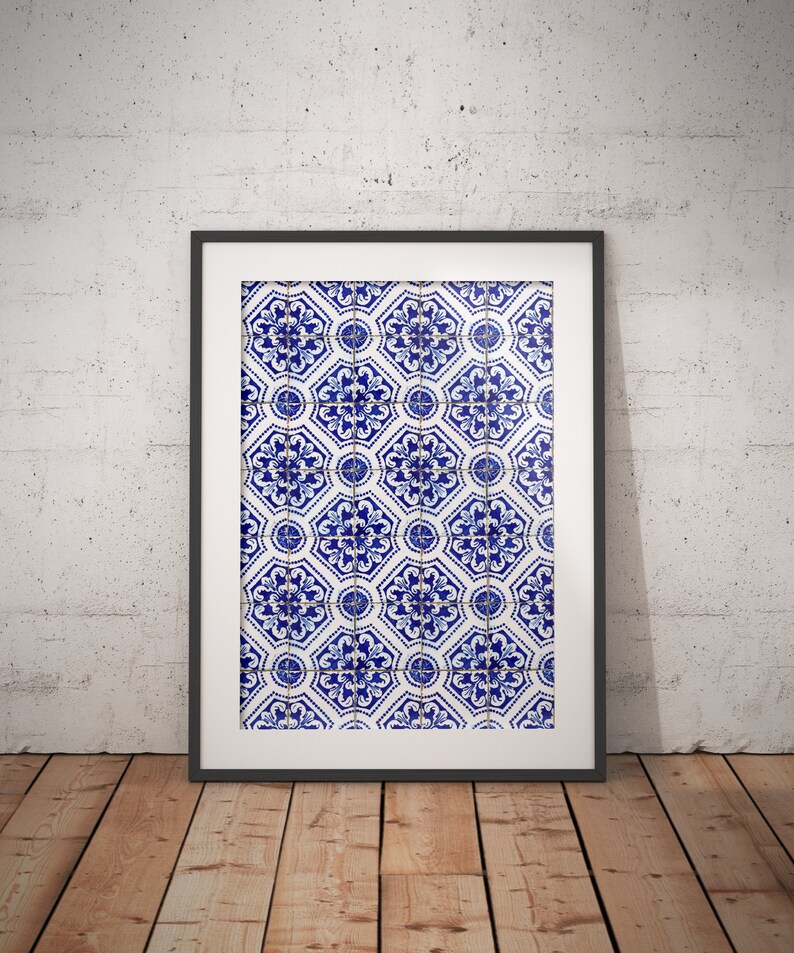 Portuguese Tile Print Blue Tiles Print Indigo Blue Decor - Etsy