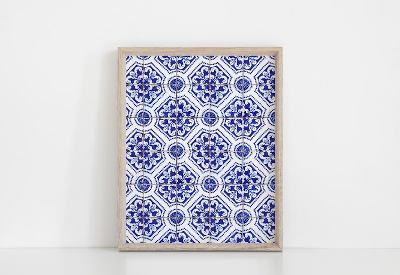 Portuguese Tile Print, Blue Tiles Print, Indigo Blue Decor, Azulejo ...