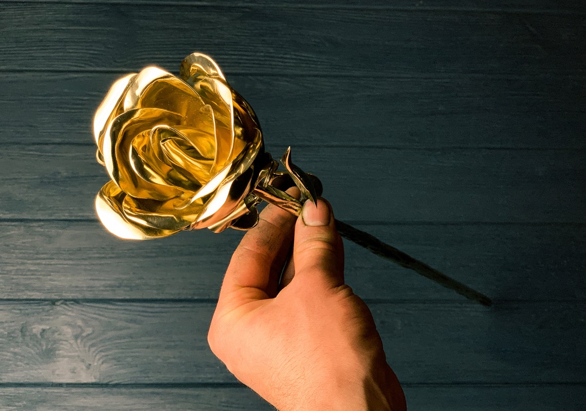 Forged Bronze Rose Bronze Anniversary Gift 8 Year Wedding | Etsy