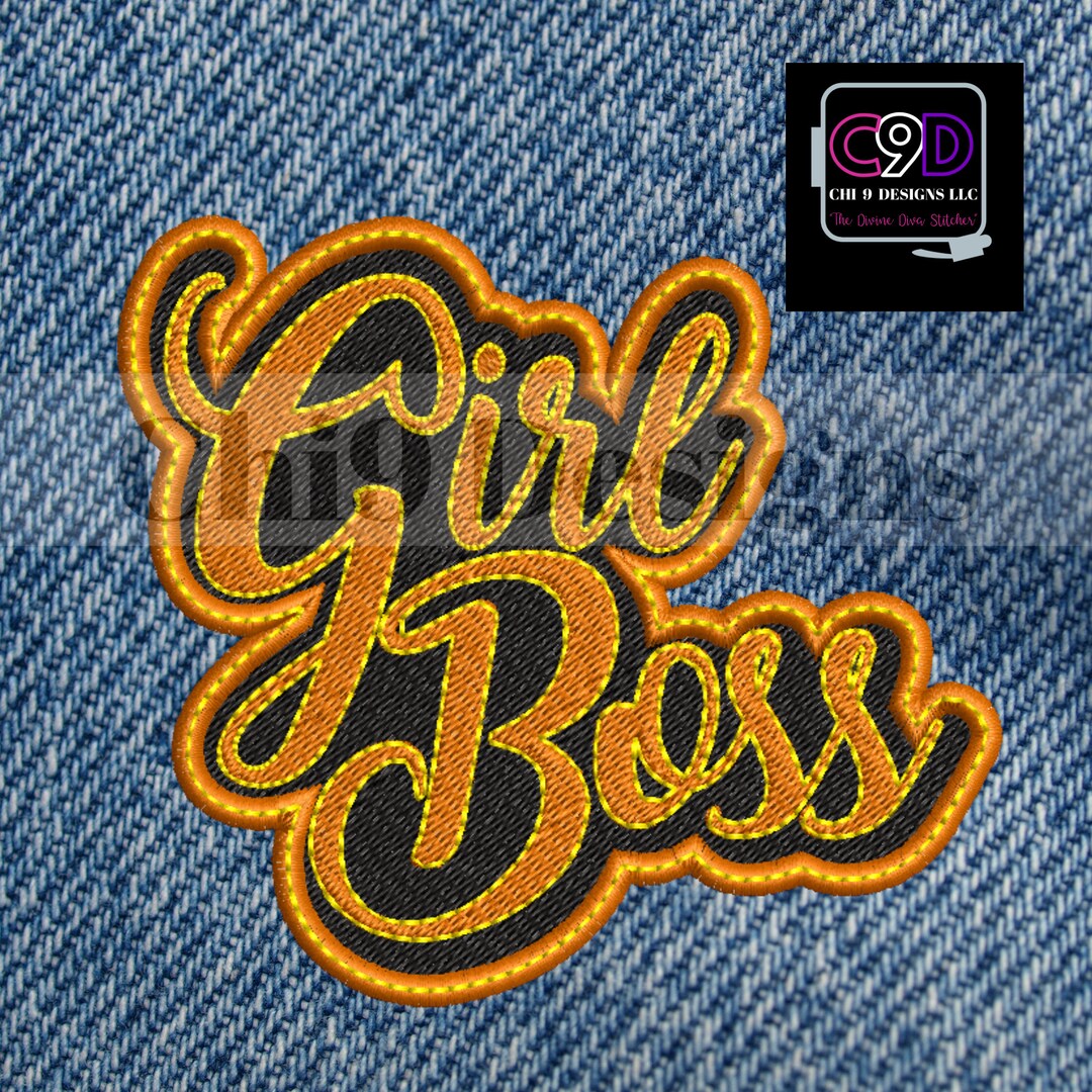 Girl Boss Embroidered Iron on Patch-orange With Yellow - Etsy