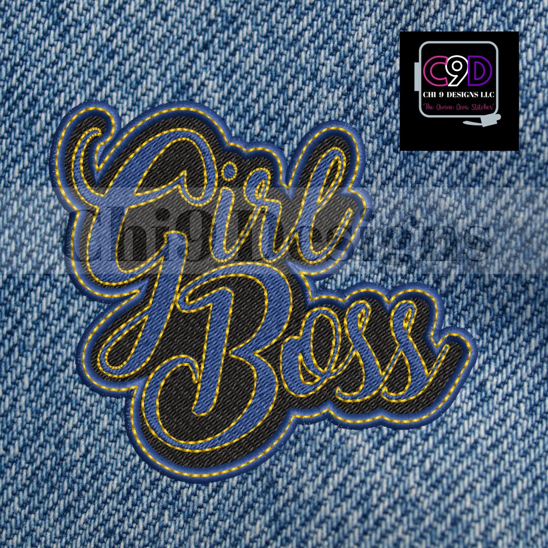 Girl Boss Embroidered Iron on Patch -dark Blue and Gold - Etsy