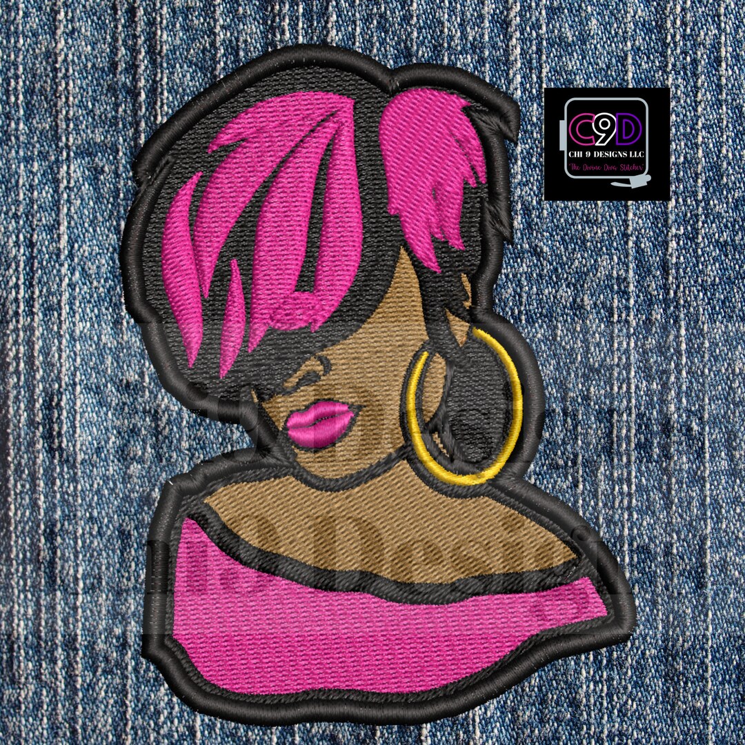 Woman Patch 2, Fuchsia Hairstyle, Embroidered Iron on Patch, - Etsy