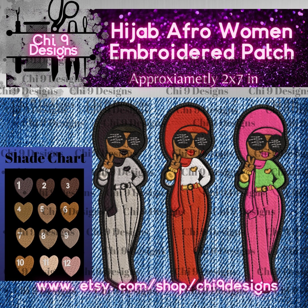 Hijab Embroidered Patch, Full Body Patch, Cocoa Twins, Chi9designs, 100 ...