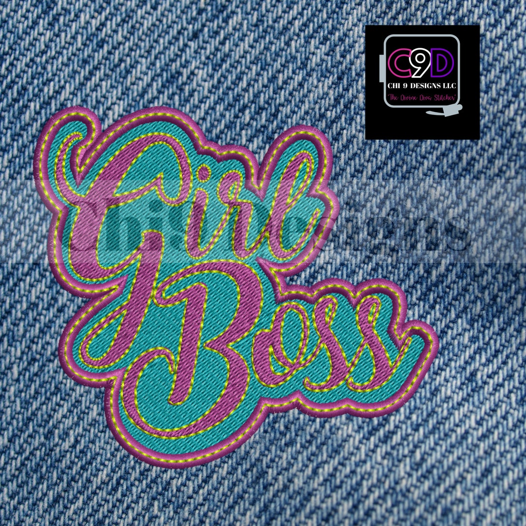 Girl Boss Embroidered Iron on Patch Blue and Purple - Etsy