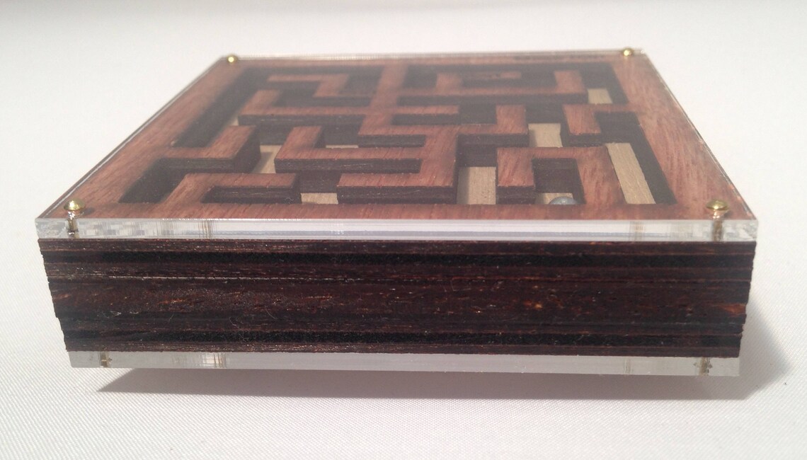 Wooden Maze - 2 Sided, 1 Maze Square Style (3 Inch Sq) - Etsy