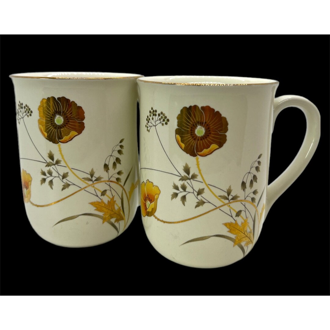 Mid Century Otagiri Golden Poppy Coffee Mug Set of 2 - Etsy