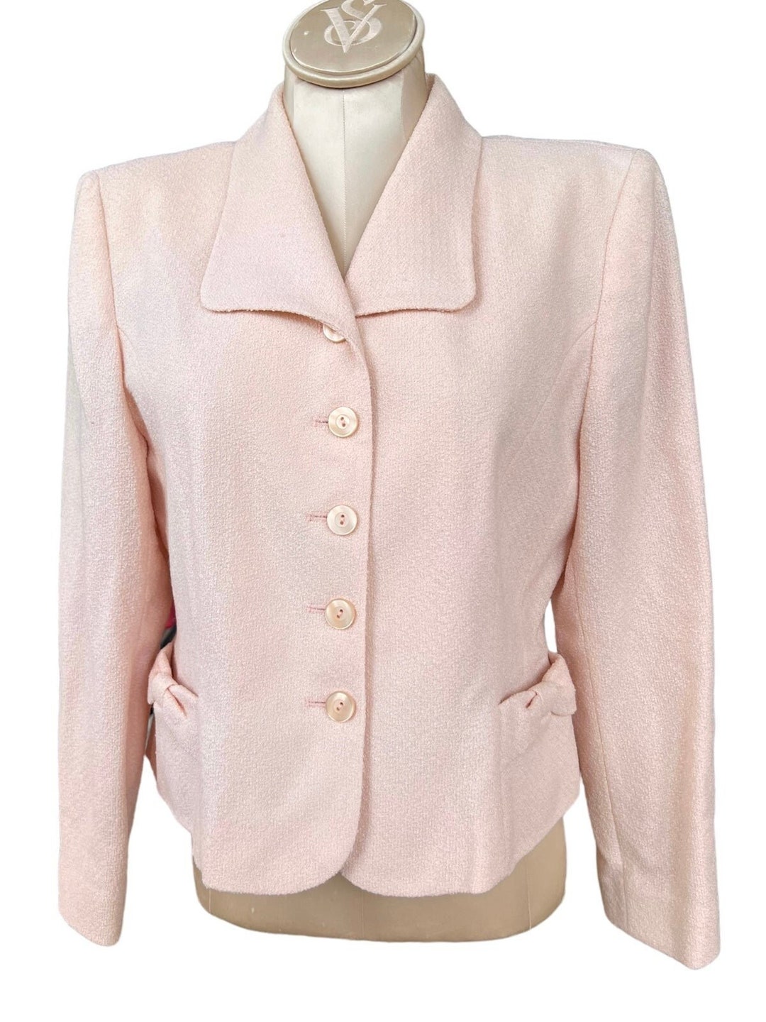 Pendleton Vintage Light Pink Bow Pockets Wool Blazer Womens 10 Petite ...