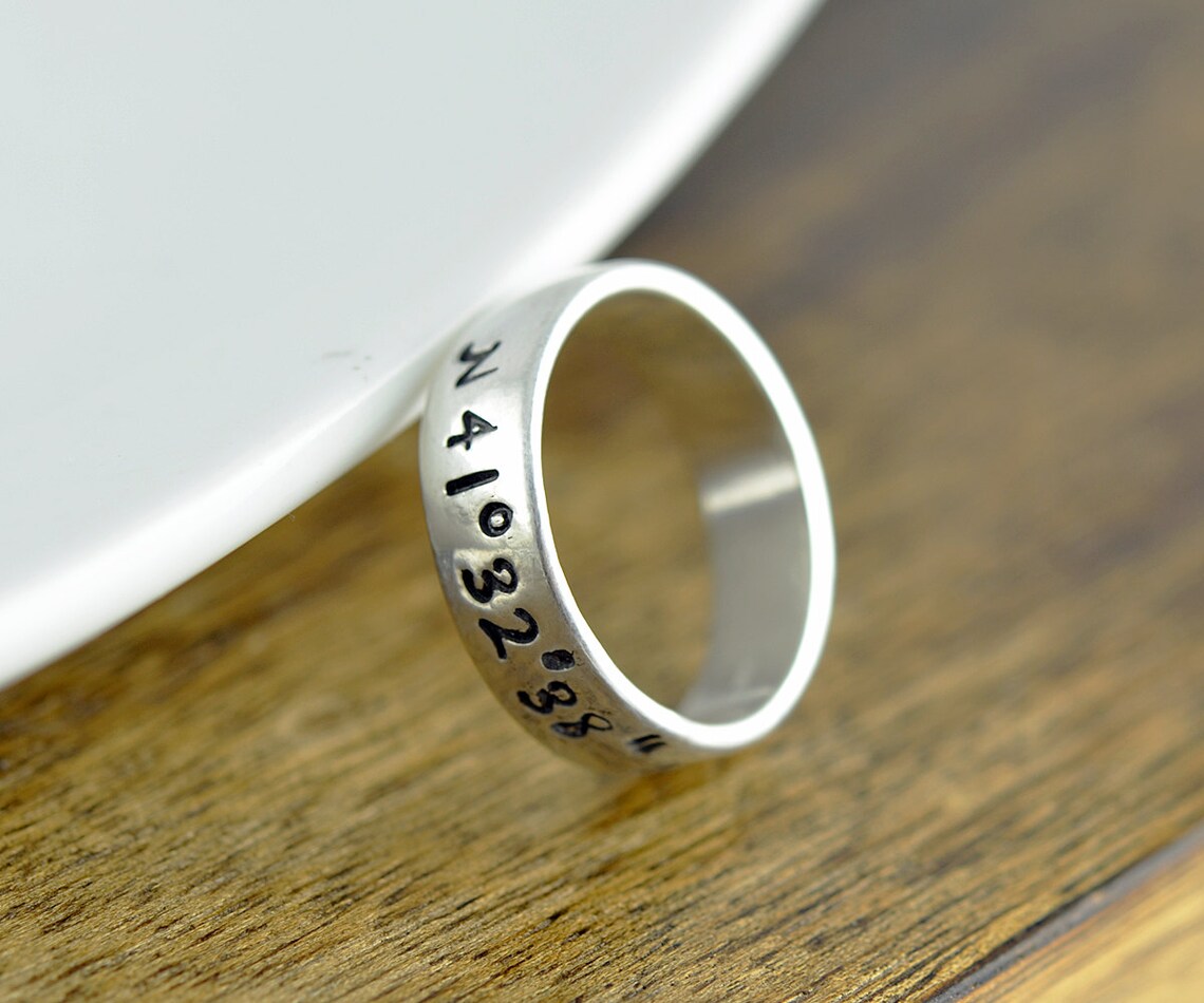 Coordinate Ring Latitude Longitude Ring Custom Coordinates | Etsy